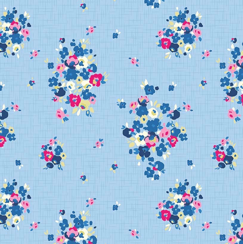 Blue Carolina Main on Blue - Bunbury Fabrics