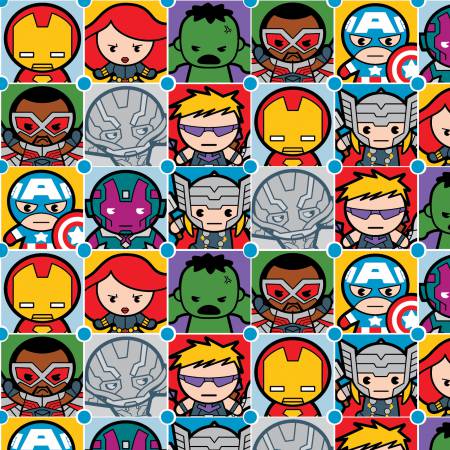 Marvel Kawaii Character Tiles by Springs Creative - Bunbury Fabrics
