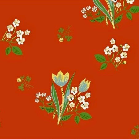 Kinder Spring Blooms Red - Bunbury Fabrics